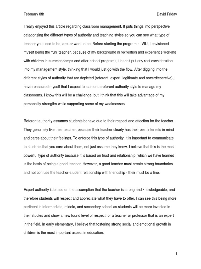 Classroom Management Reflection | PDF | Classroom Management | Teachers