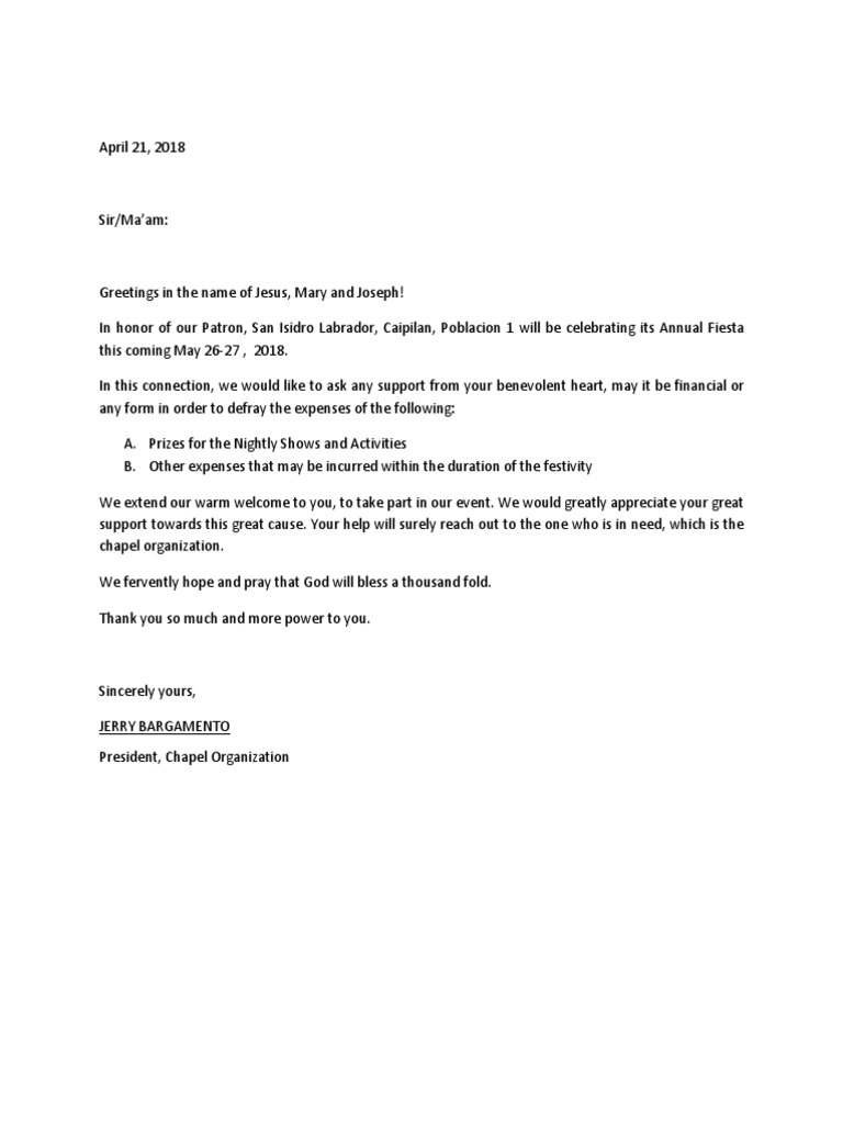 Solicitation Letter Fiesta | PDF