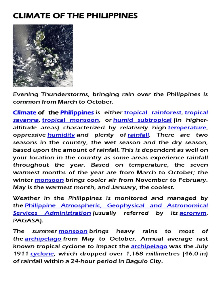 Climate and Typhoon Patterns in the Philippines | PDF | Tropical ...