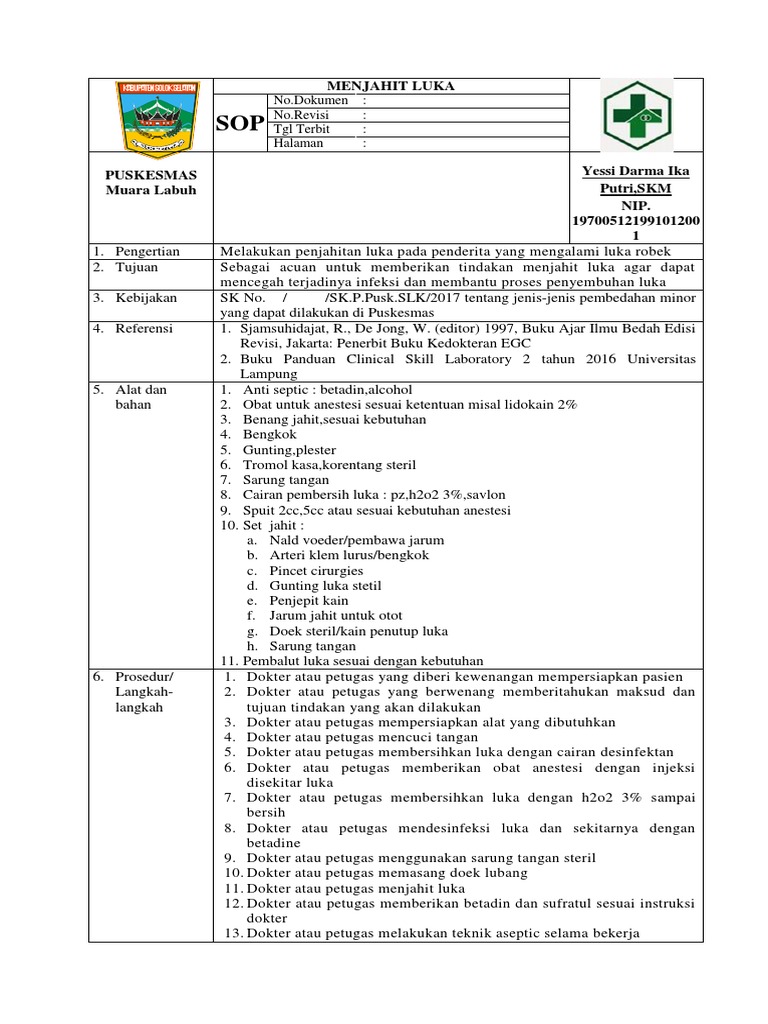 Sop Penjahitan Luka | PDF