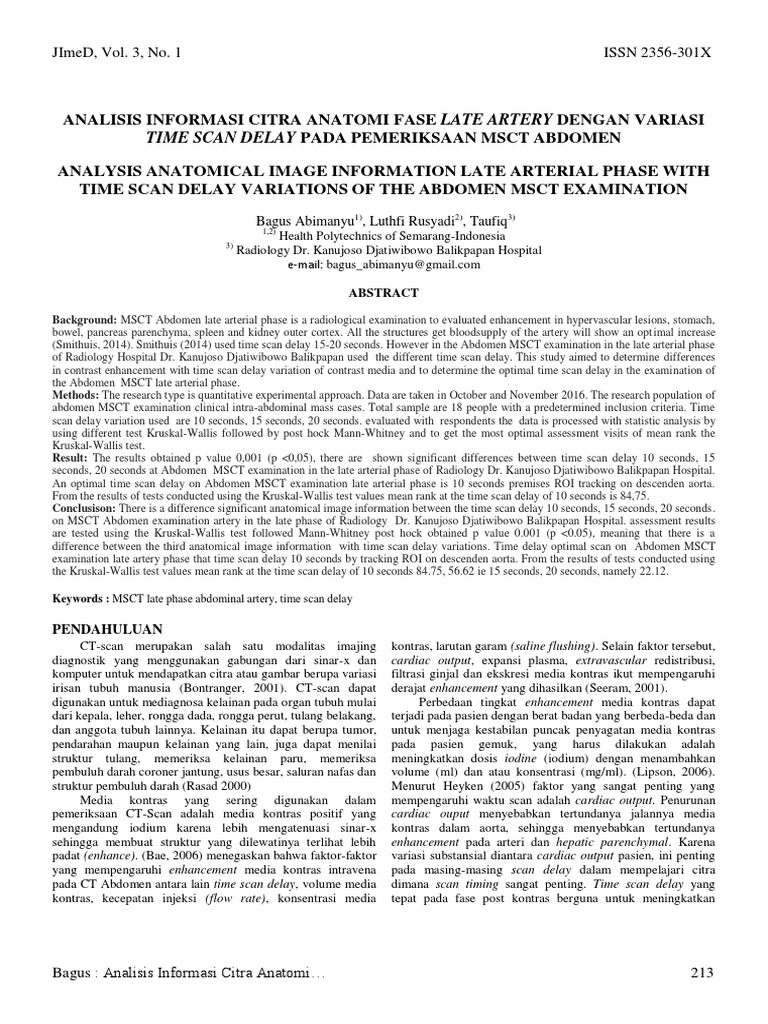 Time Scan Delay Pada Pemeriksaan MSCT Abdomen: Analisis Informasi Citra ...