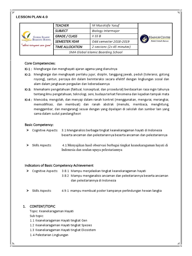 Lesson Plan | PDF | Sains & Matematika
