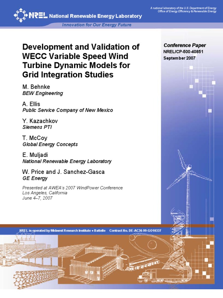 Development And Validation Of Wecc Variable Speed Wind Turbine Dynamic