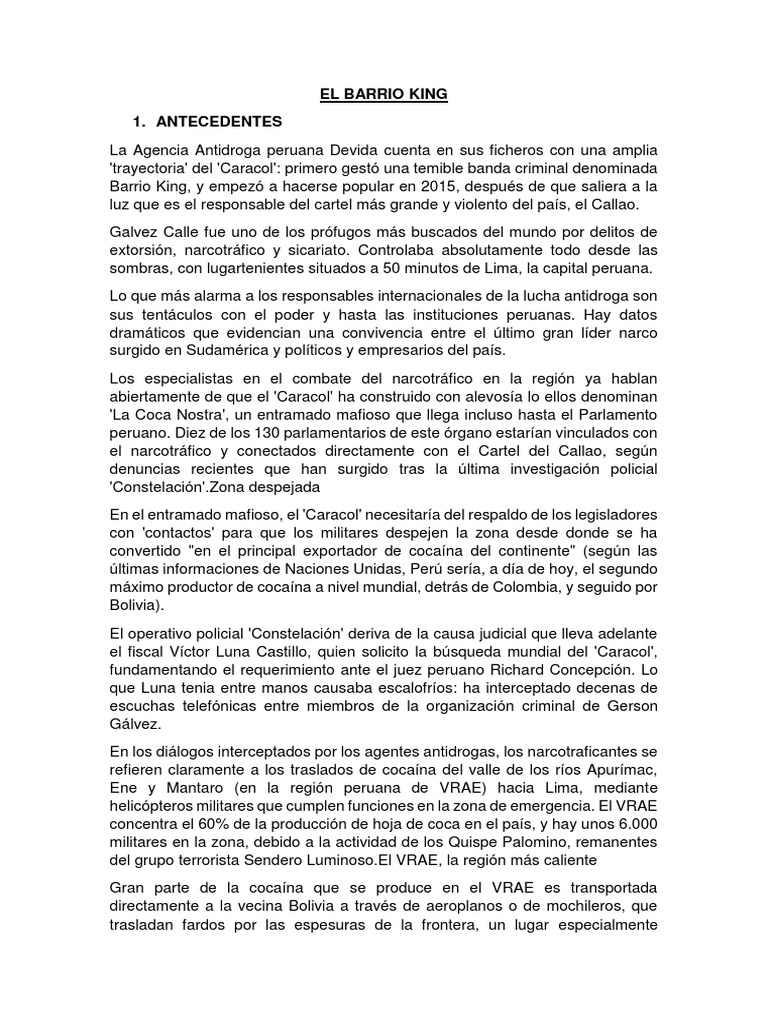 Barrio King: El Cartel del Callao | PDF | Policía | Perú