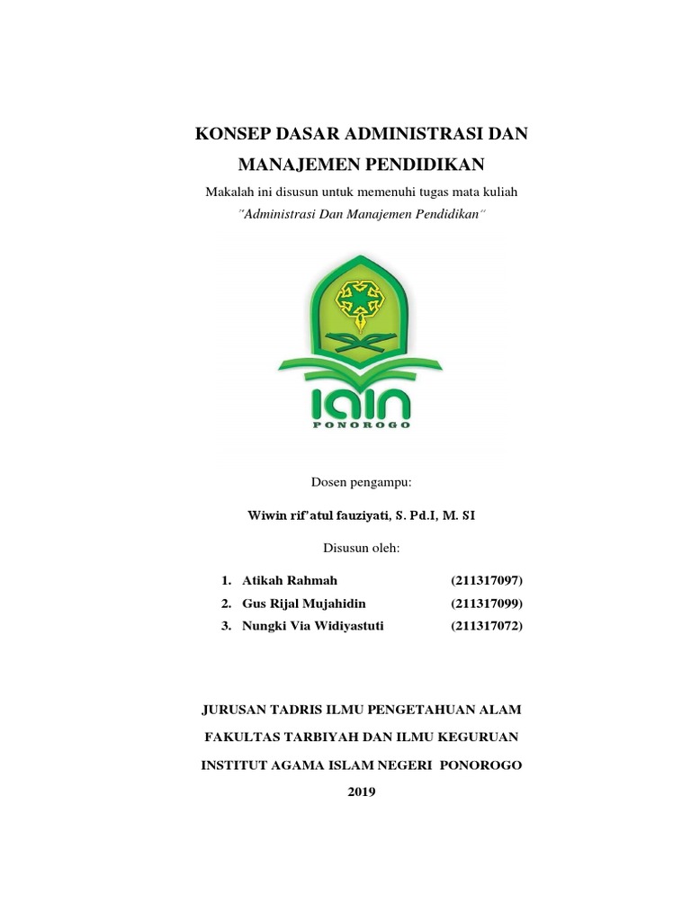 Konsep Dasar Administrasi Dan Manajemen Pendidikan | PDF