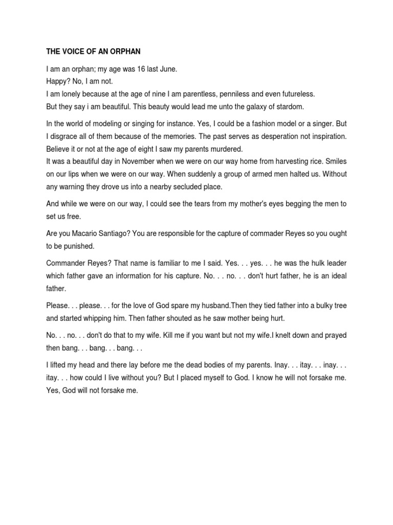 The Voice of An Orphan | PDF