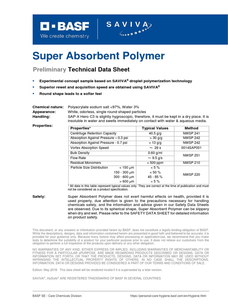 Sap TDS PDF | Download Free PDF | Polymers | Contractual Term