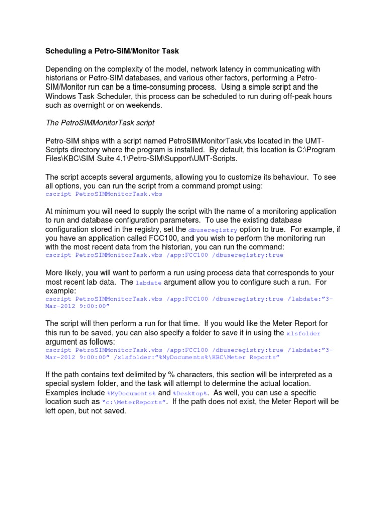 Scheduling A Petro-SIM Monitor Task | PDF | Scripting Language | Command Line Interface