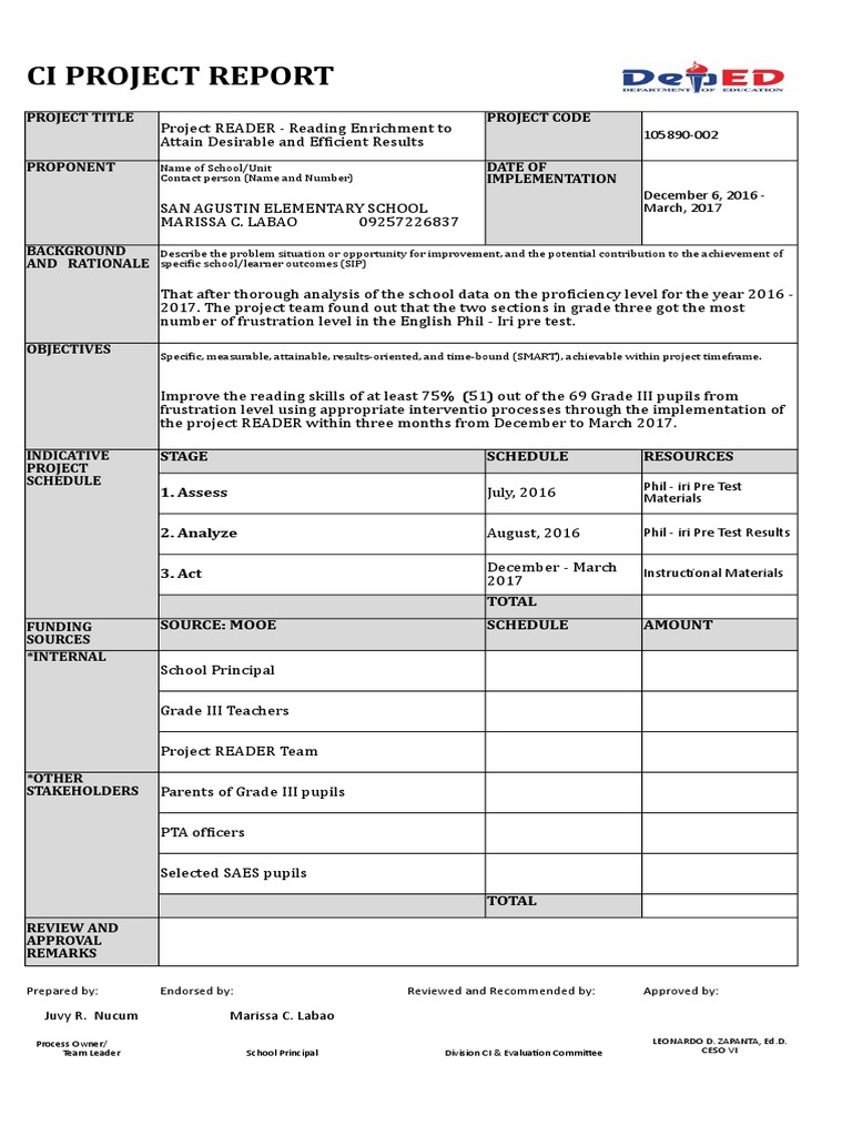 CI Project Proposal Template | Download Free PDF | Reading ...