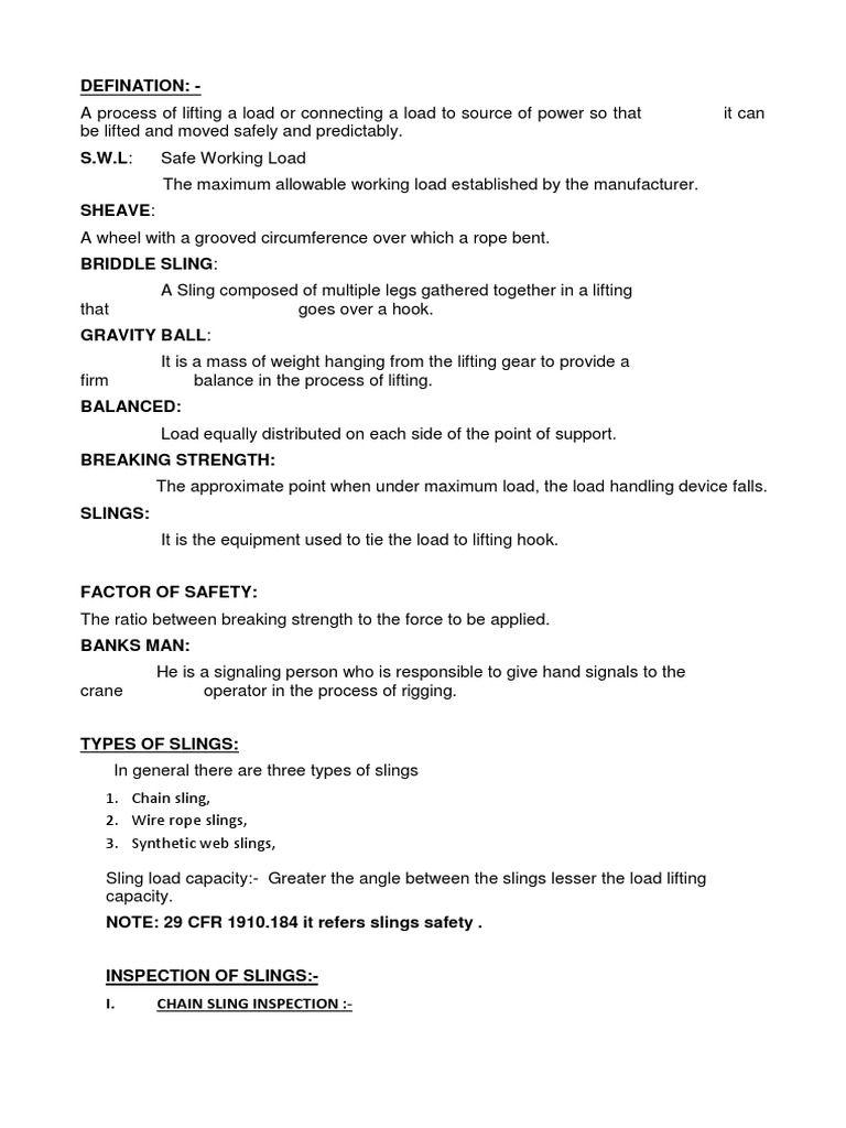 SOP Lifting and Rigging | PDF | Crane (Machine) | Rope
