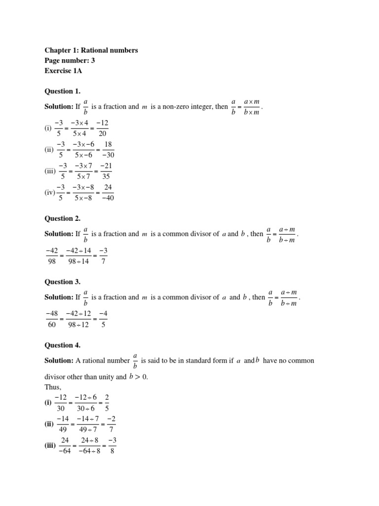 Chapter-1 Rational Numbers PDF | PDF | Integer | Abstract Algebra