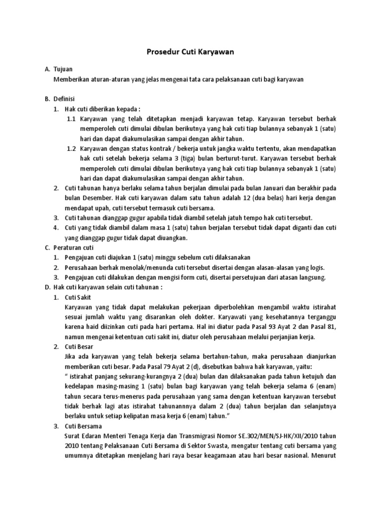 SOP - Prosedur Cuti Karyawan | PDF