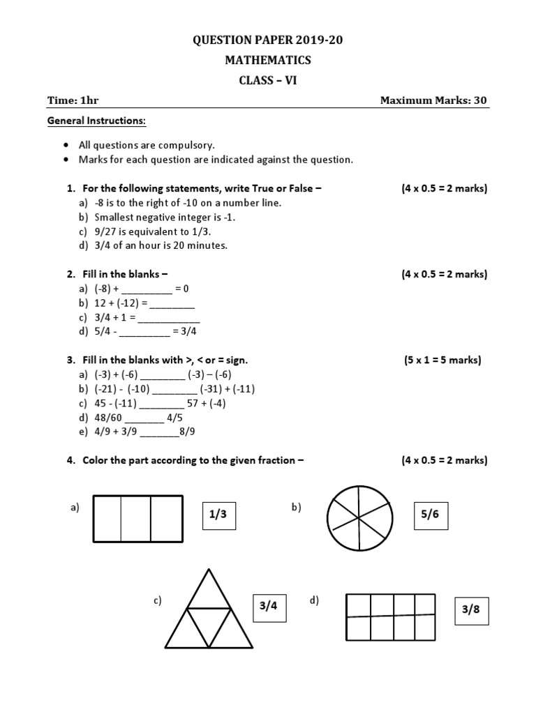 Maths Test | PDF | Fraction (Mathematics) | Integer