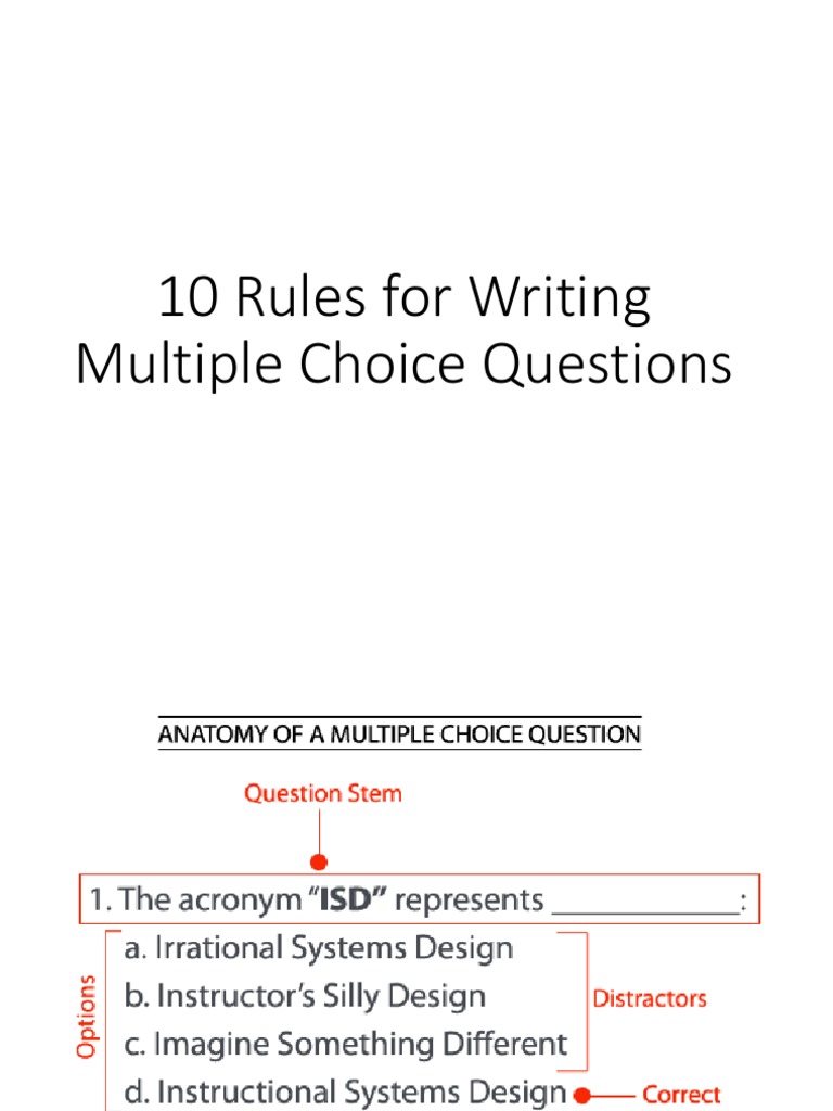 10 Rules For Writing Multiple Choice Questions | PDF | Language Arts ...