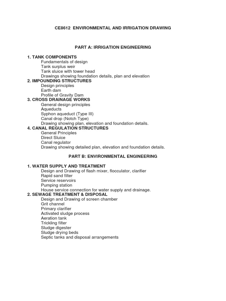 Ce8612 Environmental and Irrigation Drawing | PDF | Sewage Treatment ...