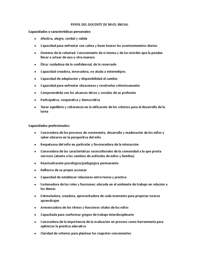 Perfil Del Docente de Nivel | PDF | Maestros | Modificación de ...