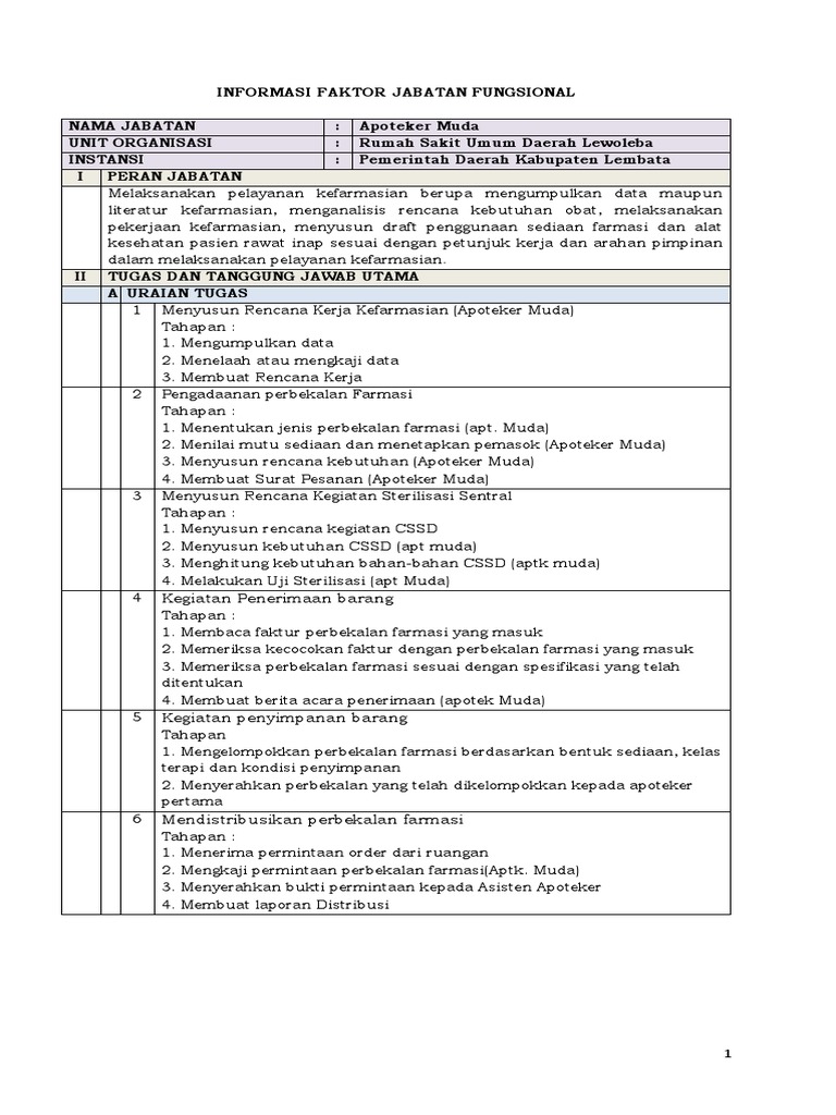 Informasi Faktor Jabatan Fungsional Perawat Ahli Muda | PDF