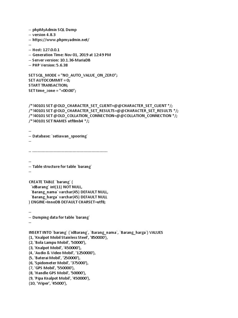 PhpMyAdmin SQL Dump | PDF | Scientific Modeling | Software Design