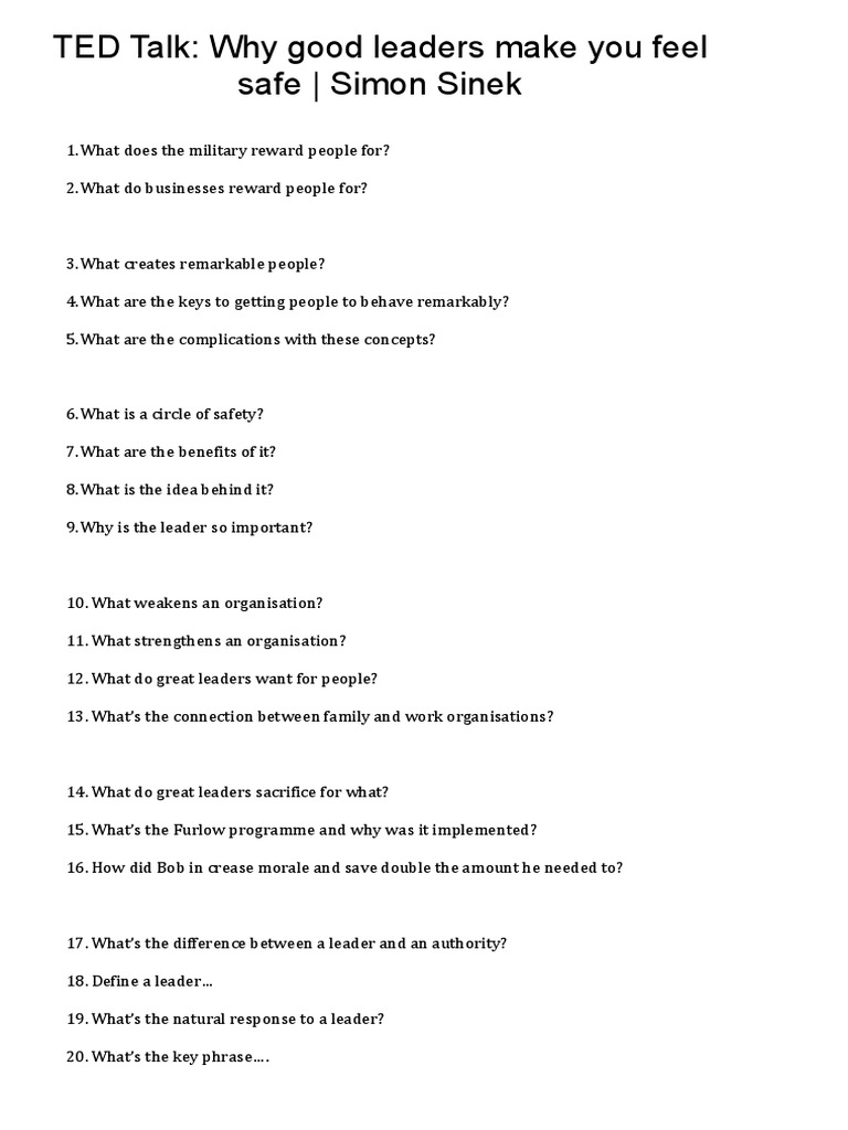 Ted Talk - Worksheet - Leadership | PDF