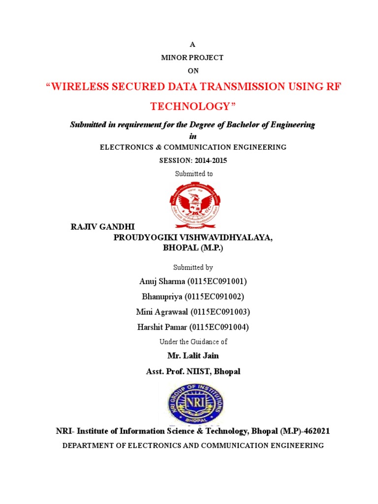 Wireless Secured Data Transmission Using RF Technology | PDF | Academic Degree ...