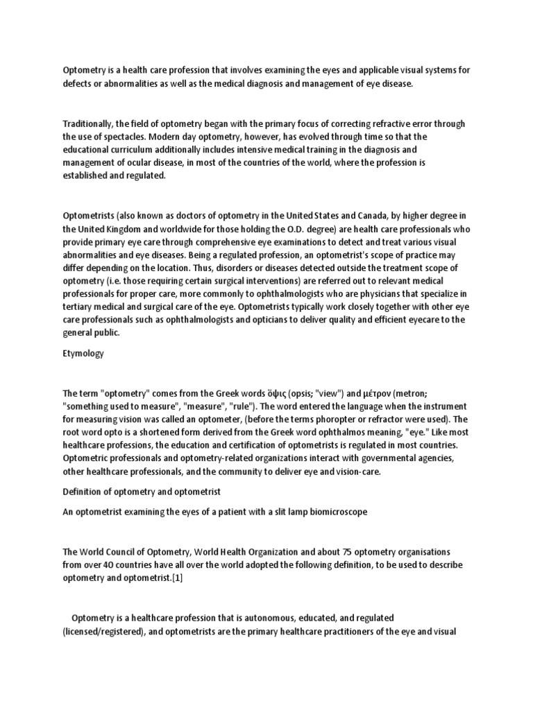 Optometry | PDF | Optometry | Eye