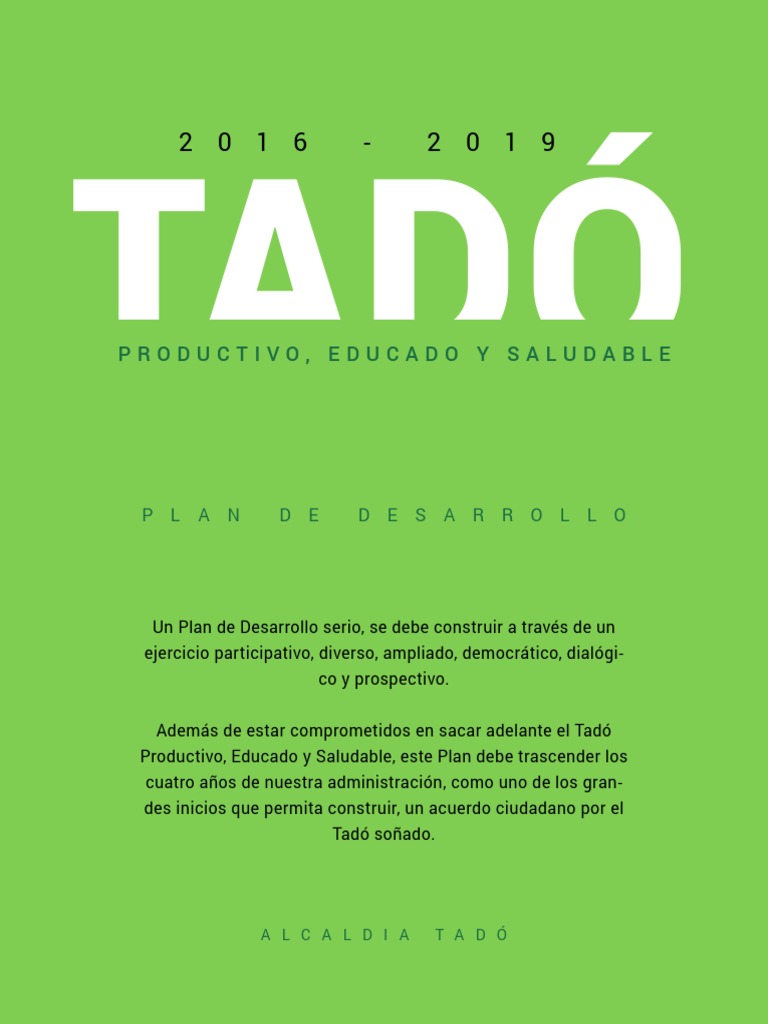 Plan de Desarrollo de Tado | PDF | Planificación | Sustentabilidad