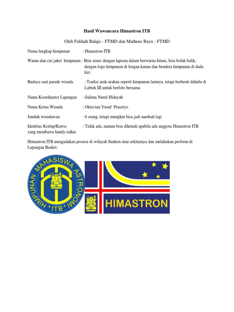 Himastron ITB: Tradisi Wisuda dan Identitas | PDF