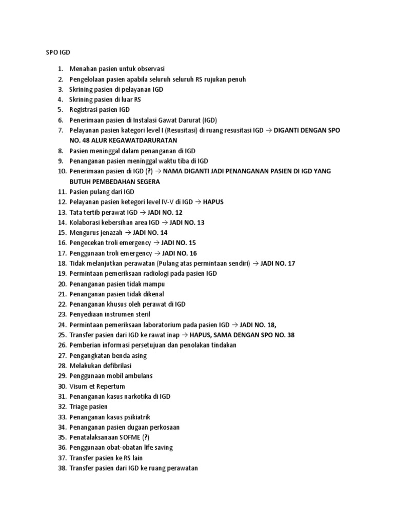 Daftar Spo IGD RS | PDF