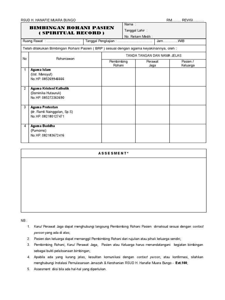 Form. Bimbingan Rohani | PDF | Pengembangan Diri
