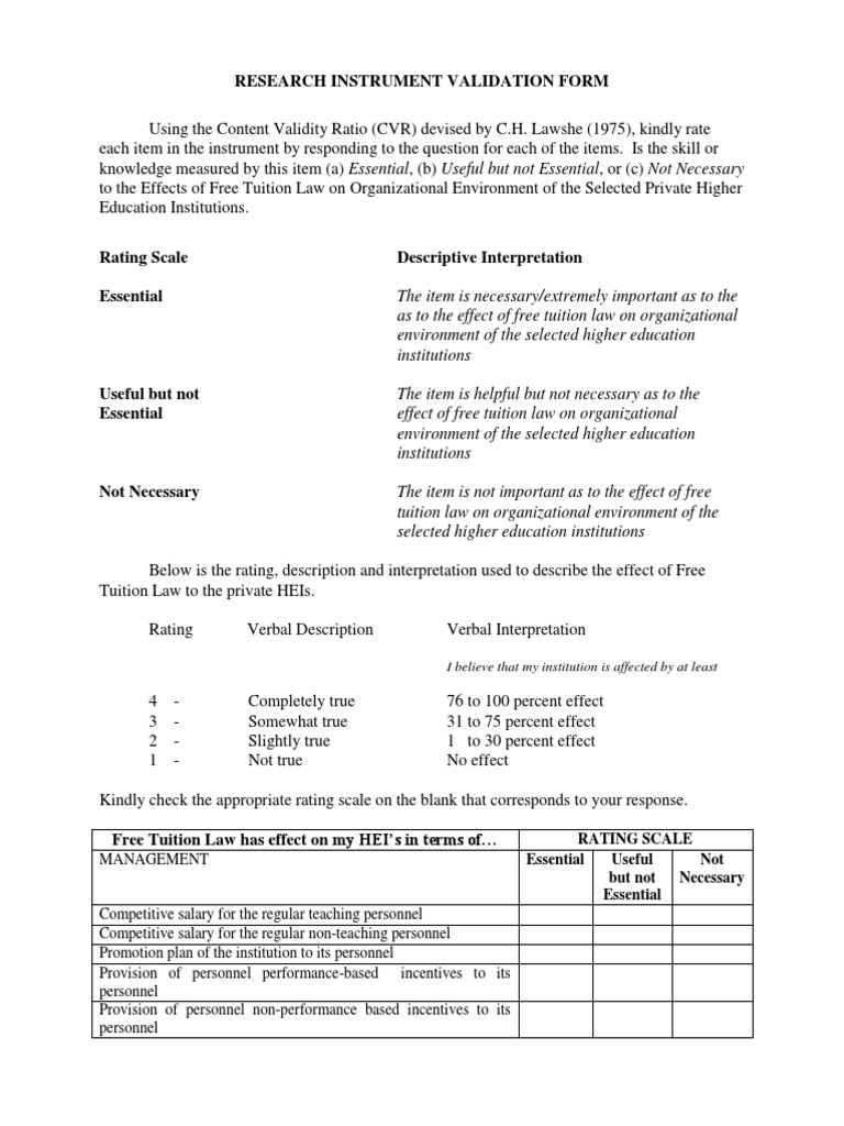Lawshe CVR Form | PDF | Employment | Economies