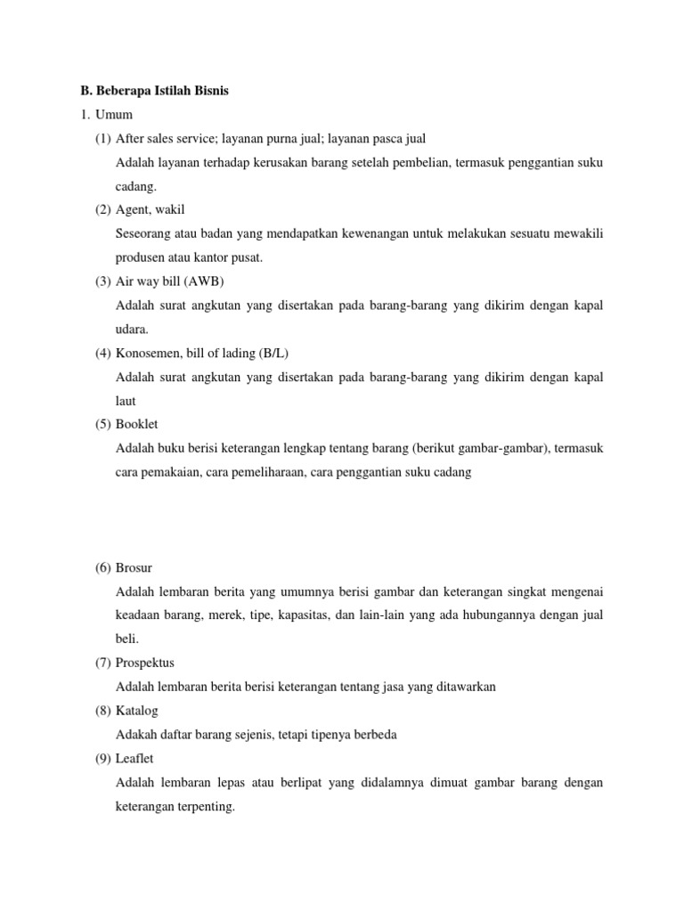 Istilah-istilah Bisnis Umum | PDF