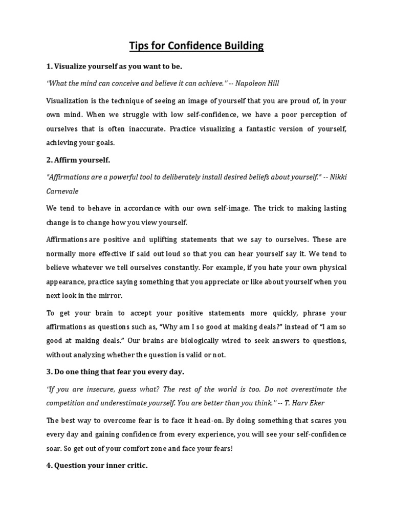 Confidence Building | PDF | Mind | Applied Psychology