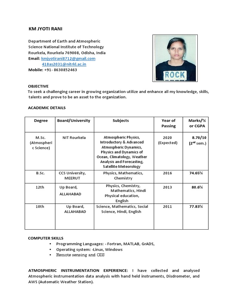 Jyoti CV | PDF | Meteorology | Science