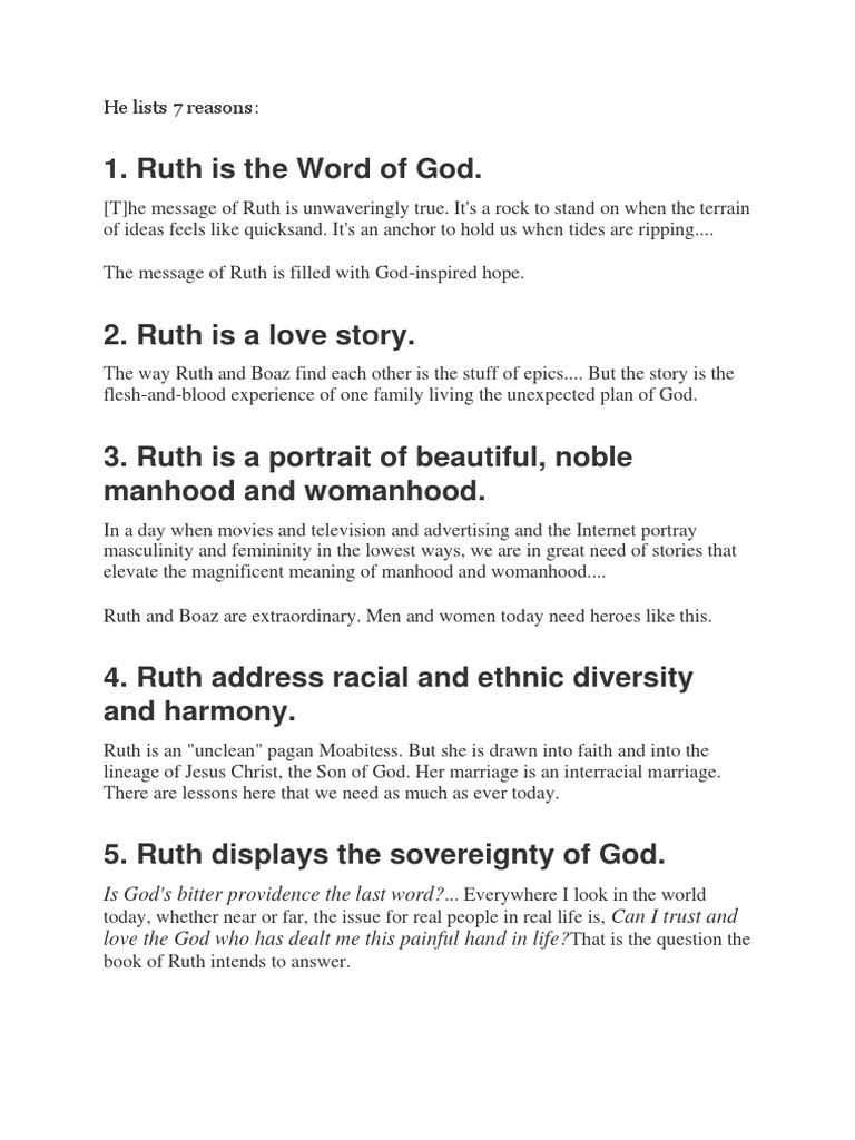 Story of Ruth | PDF | Ruth (Biblical Figure) | Book Of Ruth