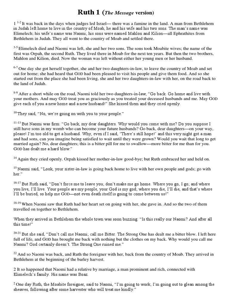 Ruth The Message | PDF | Book Of Ruth | Ruth (Biblical Figure)