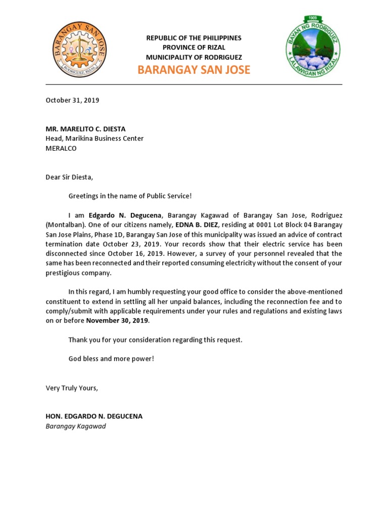 Meralco Letter | PDF