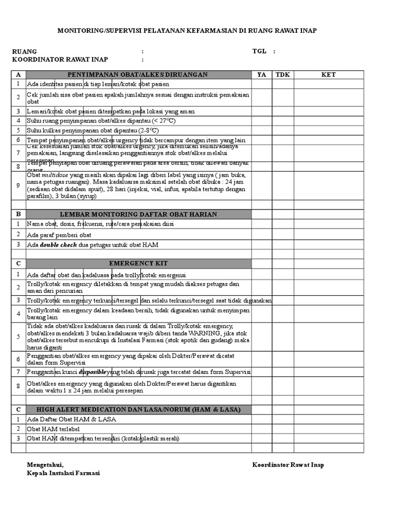 Supervisi Pelayanan Kefarmasian RS | PDF