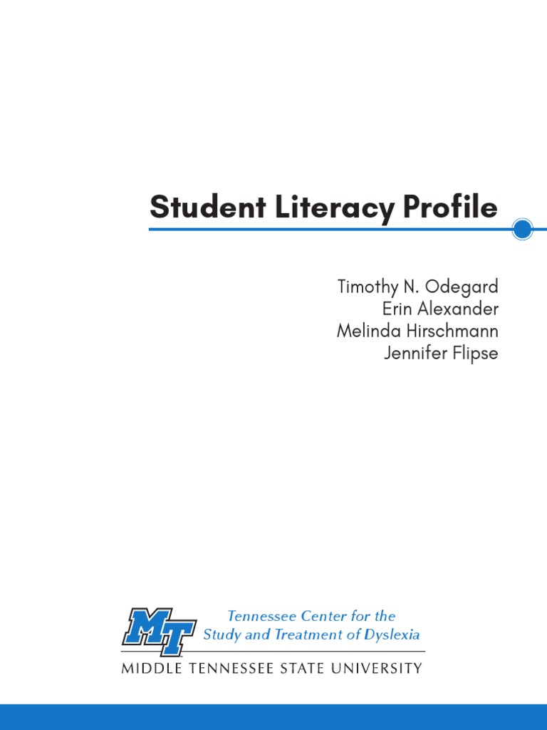 Literacy Profile | PDF | Dyslexia | Learning Disability