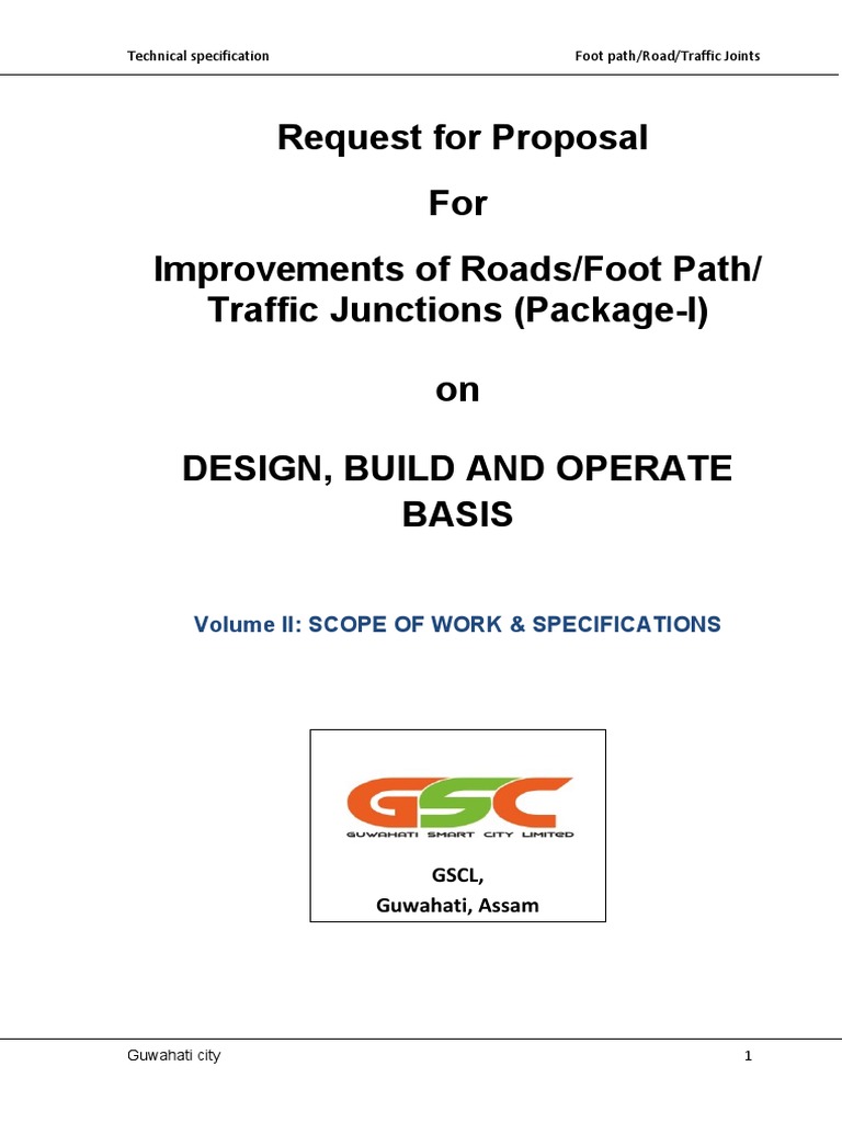 Request For Proposal For Improvements of Roads/Foot Path/ Traffic ...