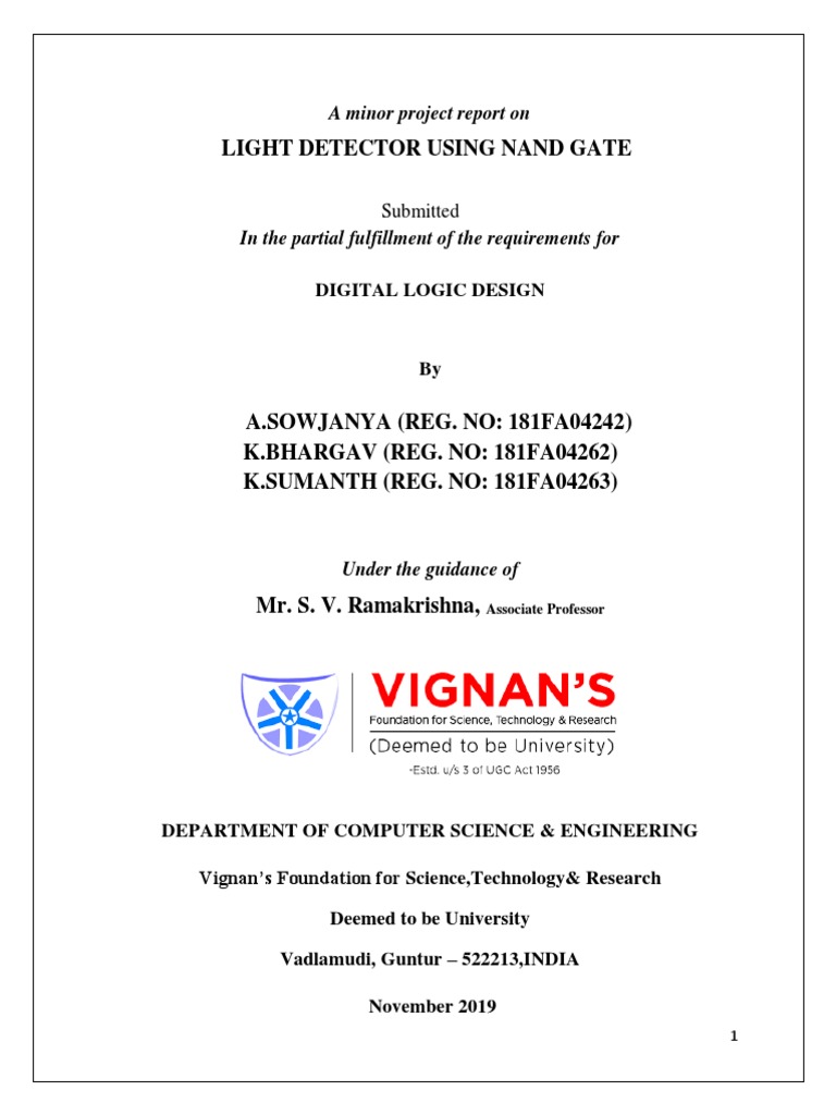 Light Detector Using Nand Gate: Submitted | PDF | Logic Gate ...