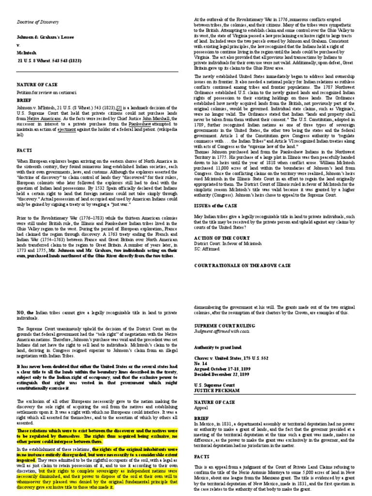 Johnson & Graham'S Lessee V. Mcintosh 21 U.S. 8 Wheat. 543 543 (1823 ...