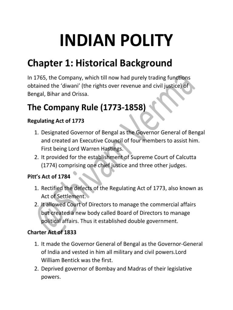 Indian Polity: Chapter 1: Historical Background | PDF