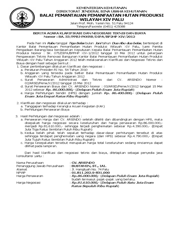 BA Klarifikasi Dan Negosiasi PDF | PDF | Bisnis