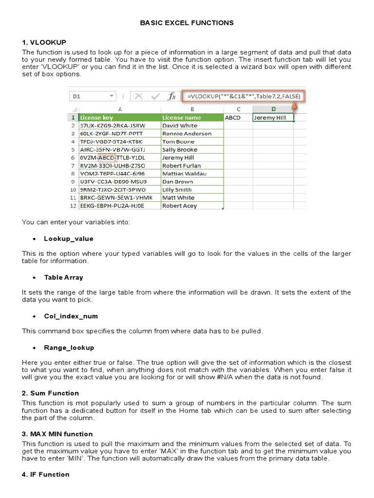Basic Excel Functions | Download Free PDF | Raw Image Format | Adobe ...