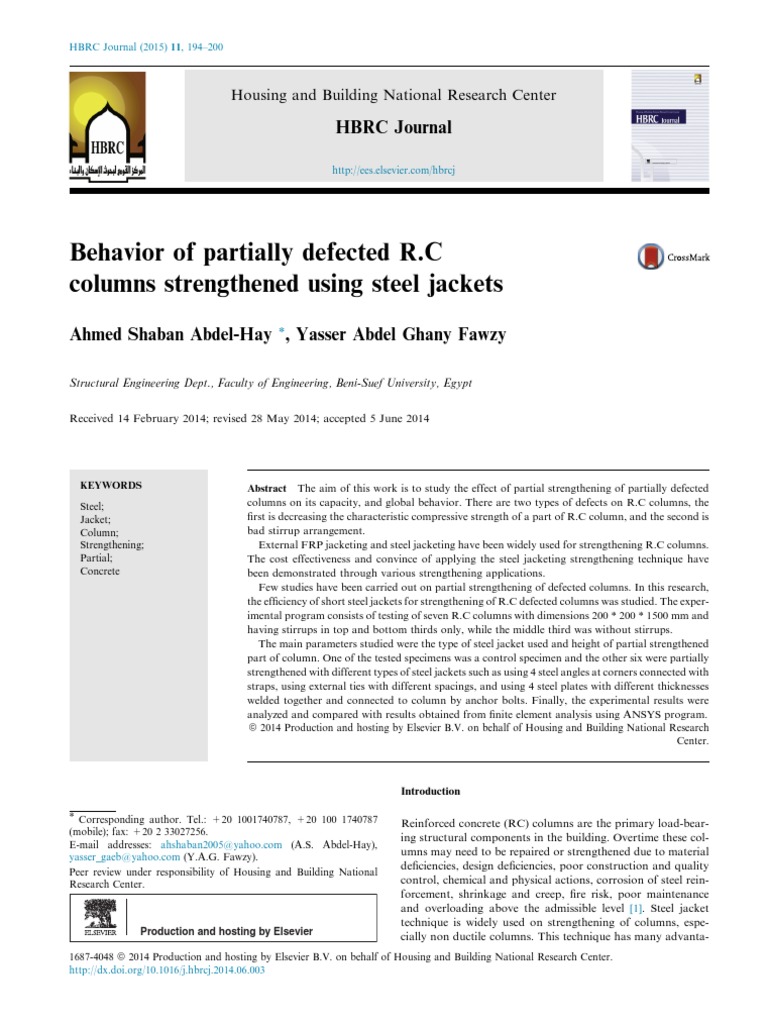 Behavior of Partially Defected R.C Columns Strengthened Using Steel ...