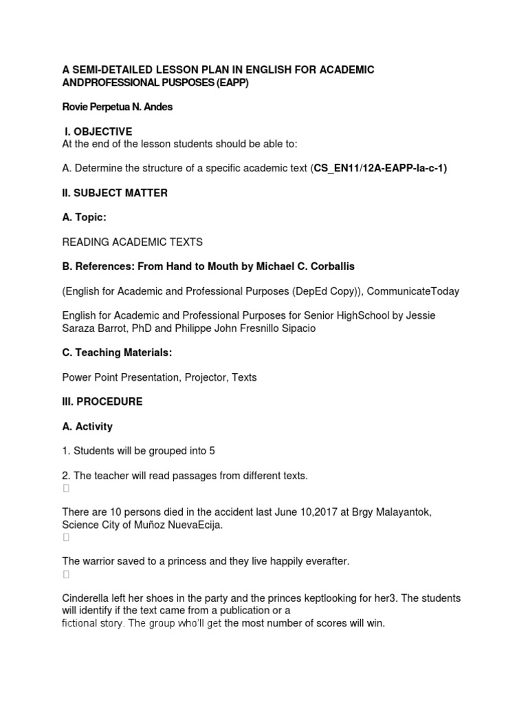 A Semi | PDF | Lesson Plan | Education Theory