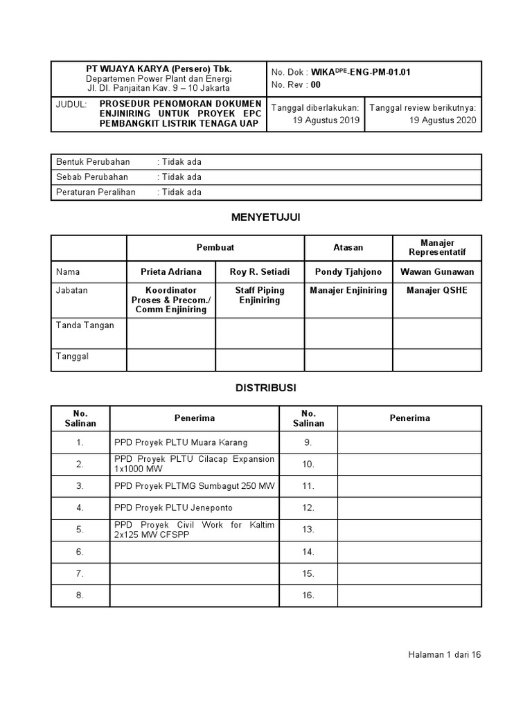 Prosedur Penomoran Dokumen Enjiniring Untuk Proyek EPC Pembangkit ...
