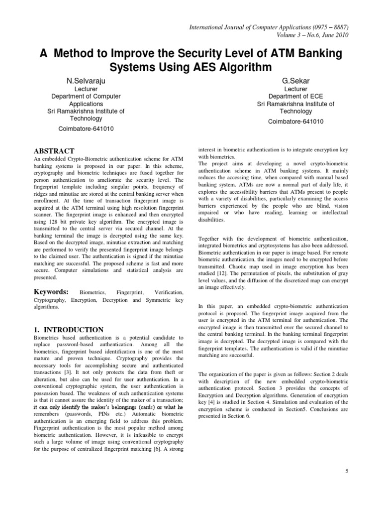 Atm Using Fingerprint | PDF | Cryptography | Key (Cryptography)