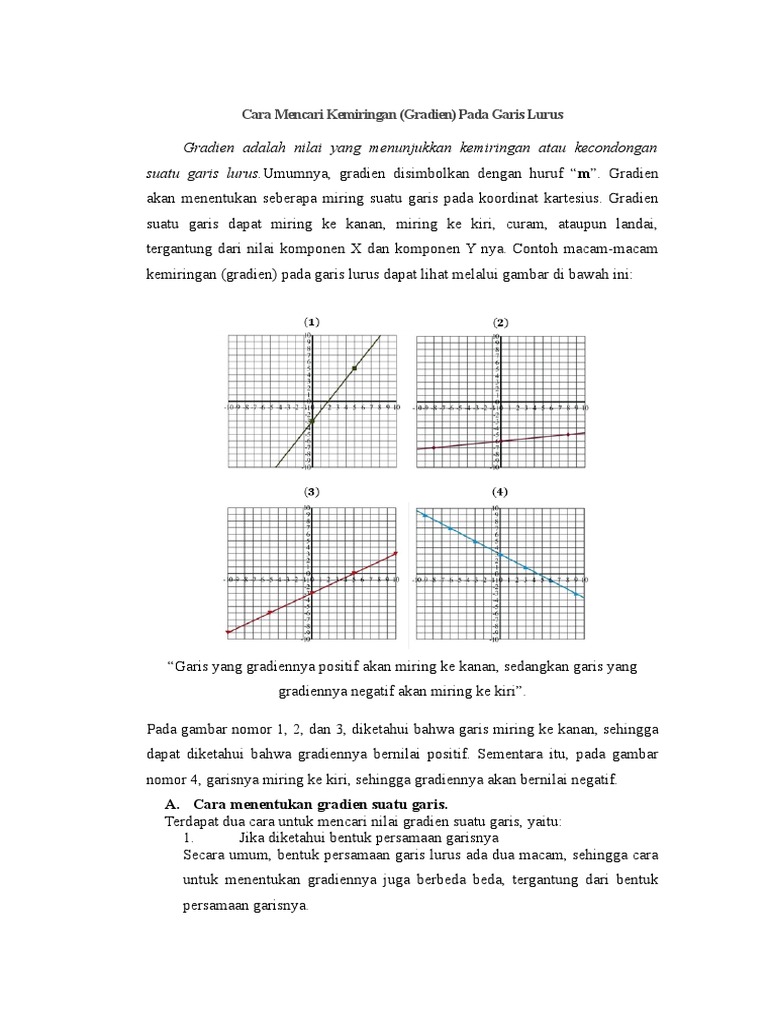 Cara Mencari Gradien Garis Lurus | PDF