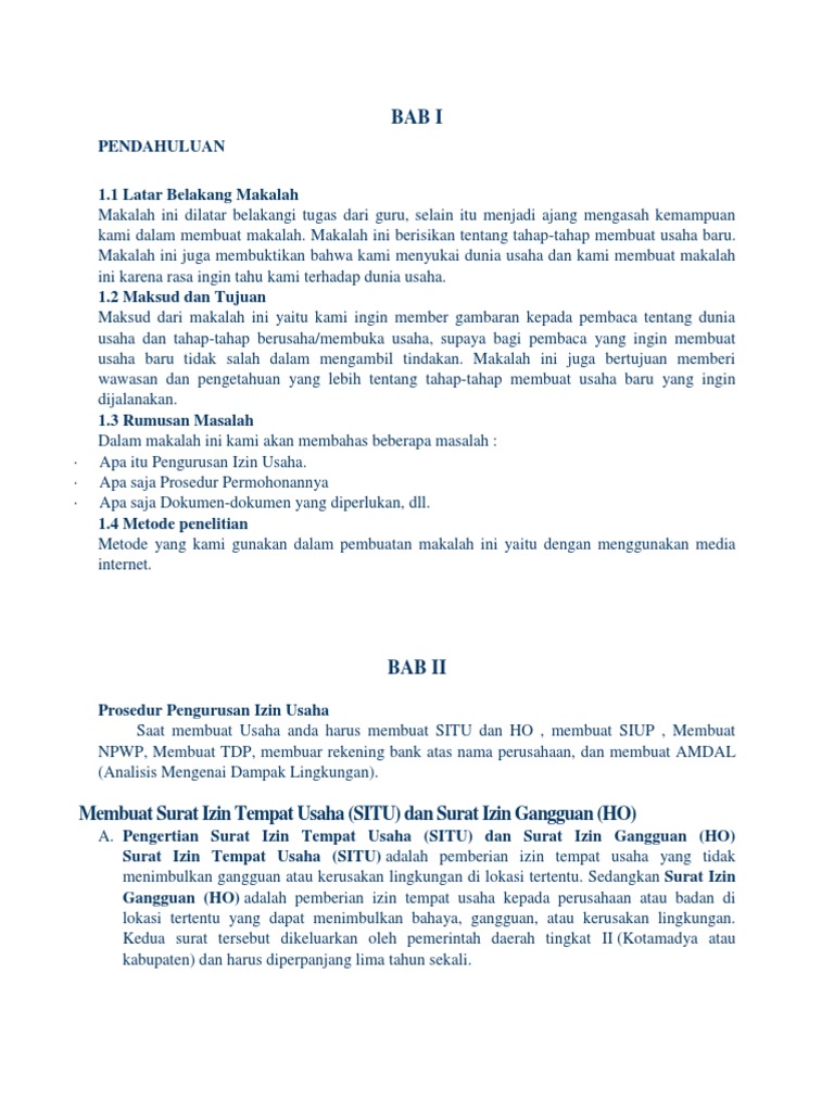Contoh - Makalah - Izin - Usaha PKWU | PDF